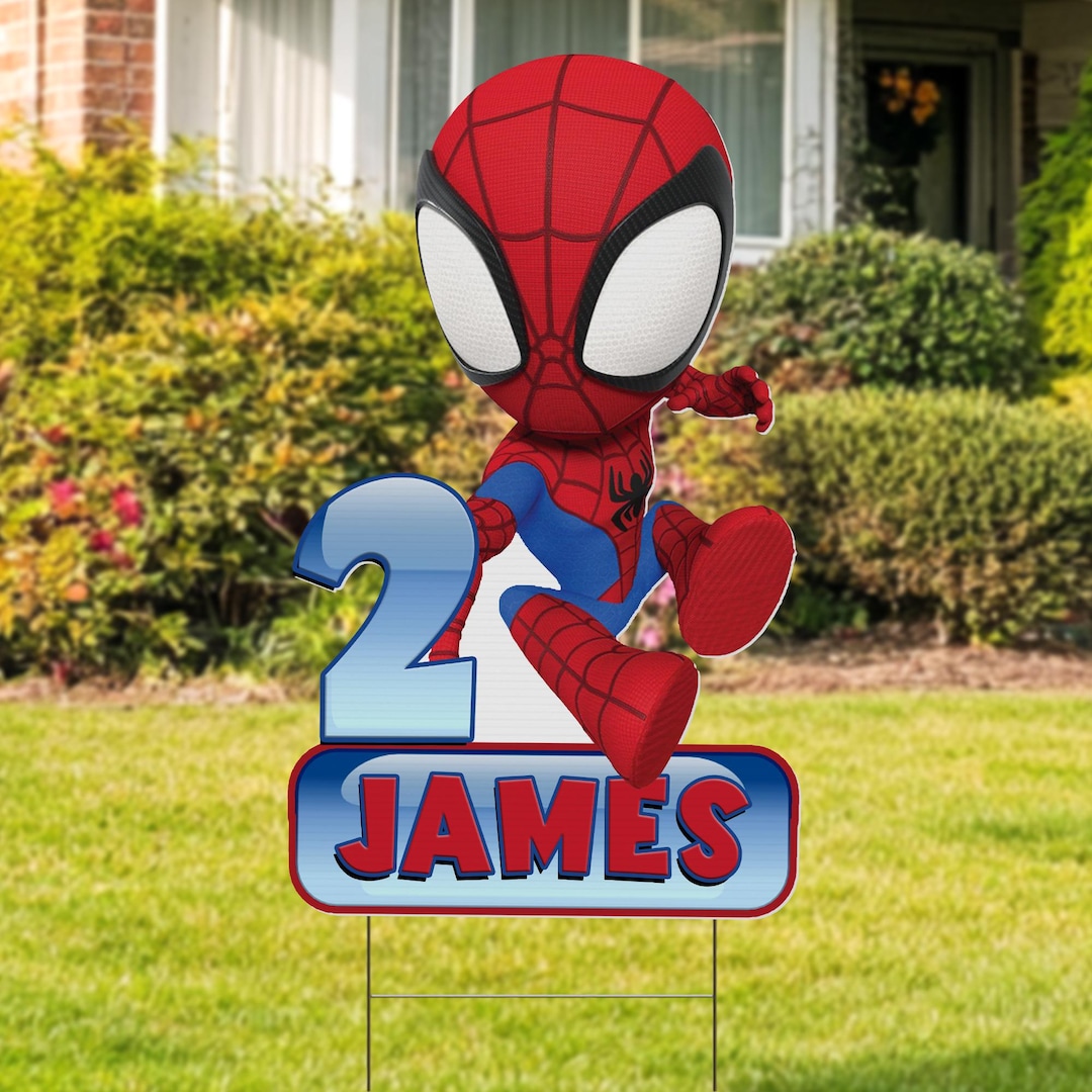 Spidey & Friends Yard Sign, Hulk Black Panther Birthday Lawn Decor ...