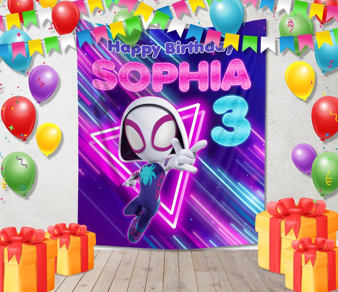 Ghost Spider Gwen Birthday Party Banner, Custom Marvel Superhero ...