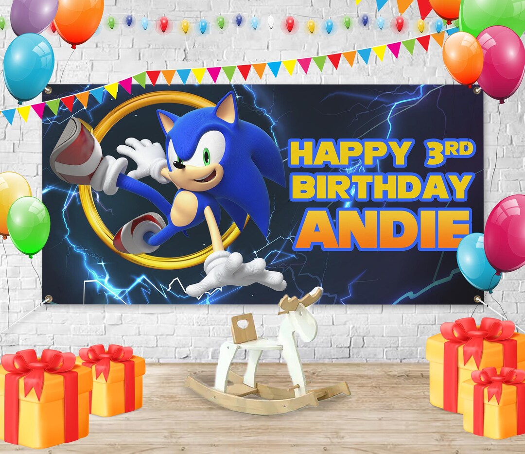 Sonic Birthday Party Backdrop/sonic Birthday Banner/custom Sonic ...