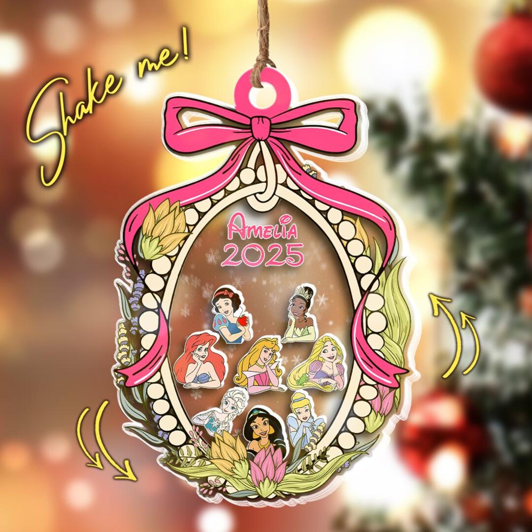 Personalized Disney Princess Shaker Ornament, Disney Ornament, Disney ...