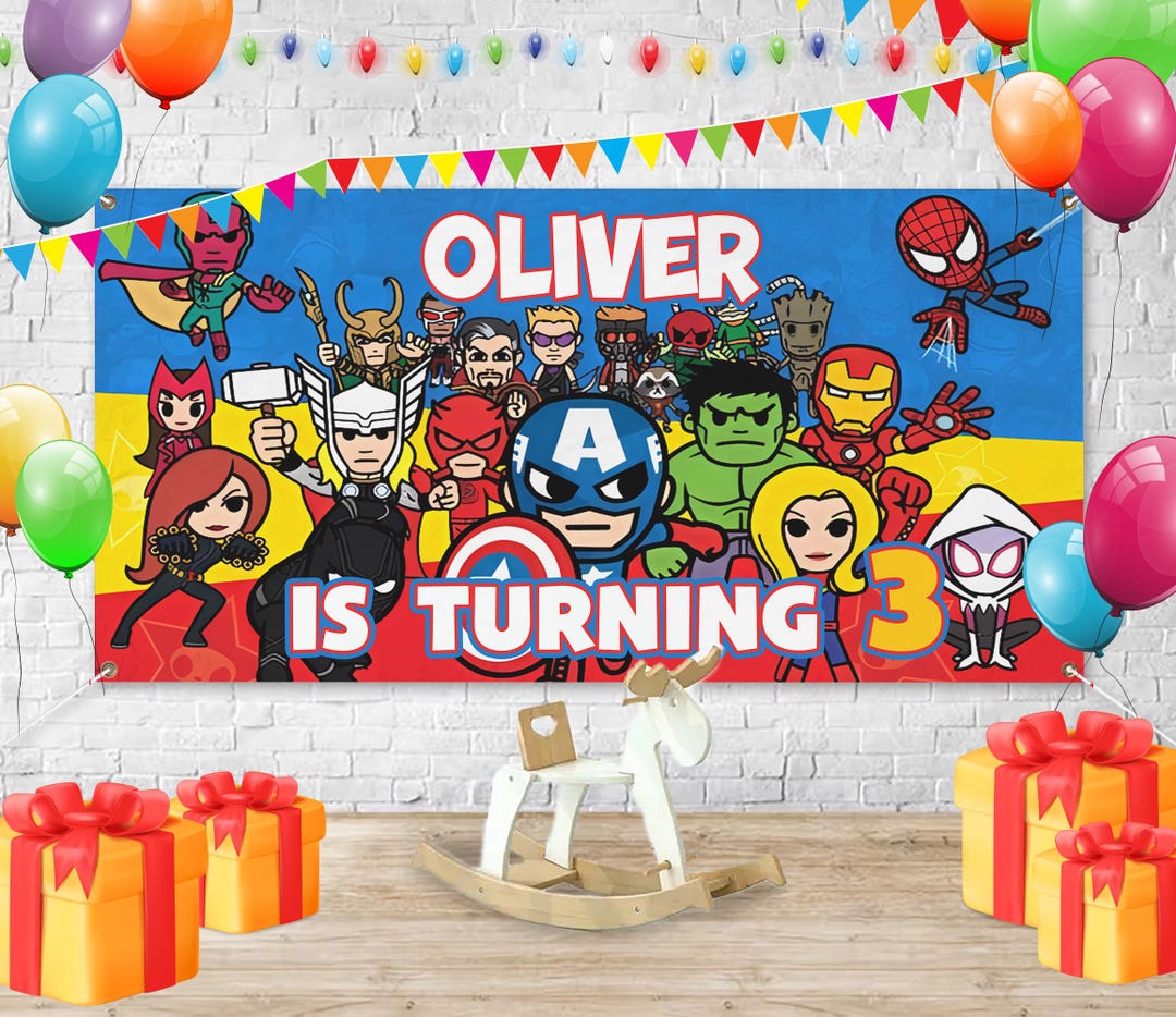 Marvel Avenger Birthday Party Backdrop, Avenger Birthday Banner, Custom ...