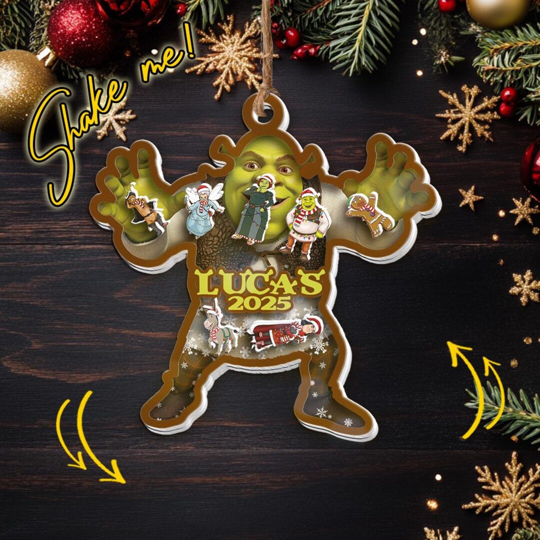 Personalized Shrek Shaker Ornament, Shrek Christmas Ornament, Christmas ...