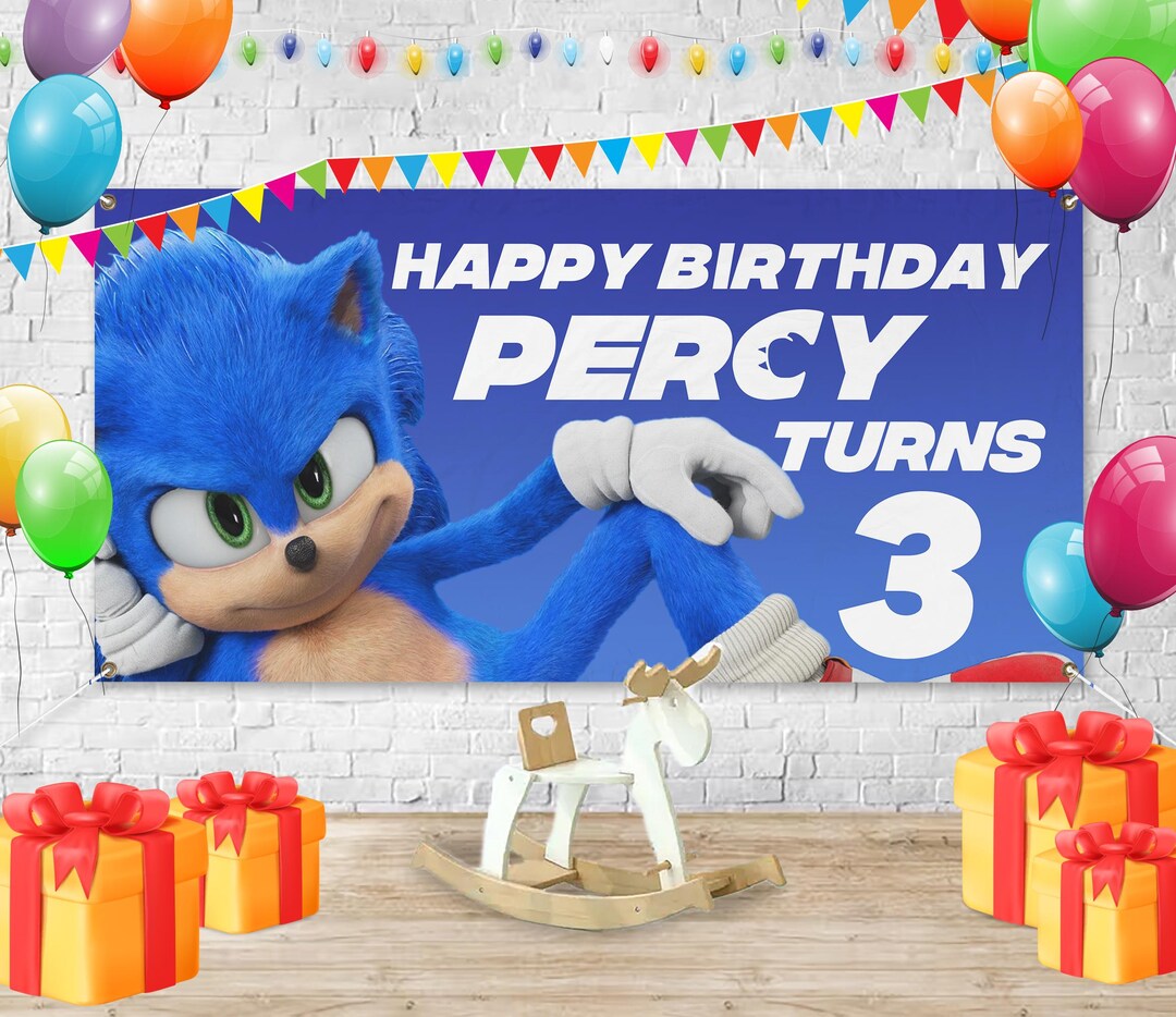Sonic Birthday Party Backdrop, Sonic Hedgehog Birthday Banner, Custom ...