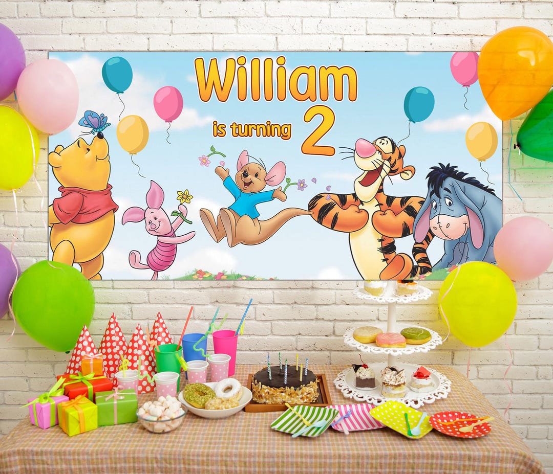 Winnie The Pooh Birthday Banner Winnie The Pooh Personalized Banner