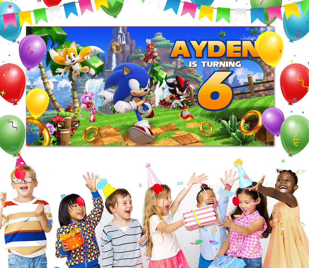 Sonic Birthday Party Backdrop Sonic Birthday Banner Custom Name Sonic ...