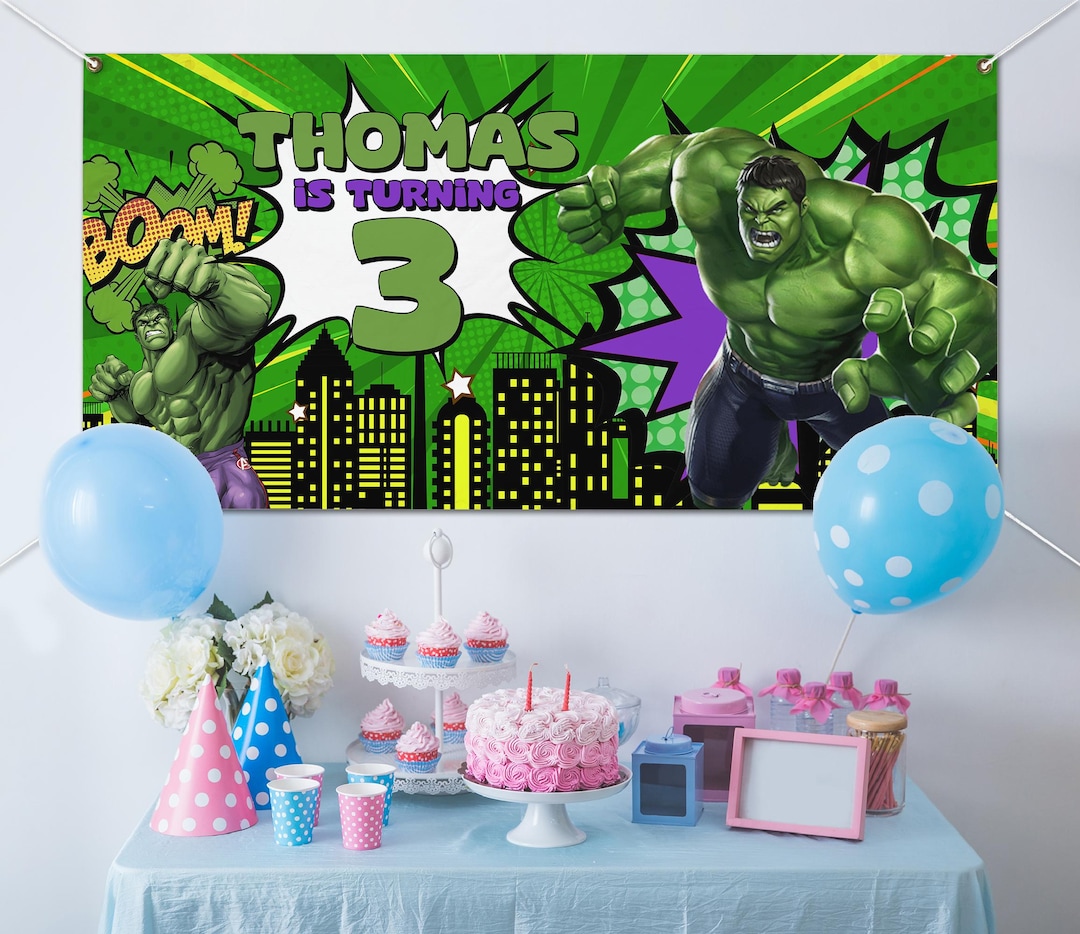 Custom Hulk Birthday Banner, the Hulk Birthday Party Backdrop, Hulk ...
