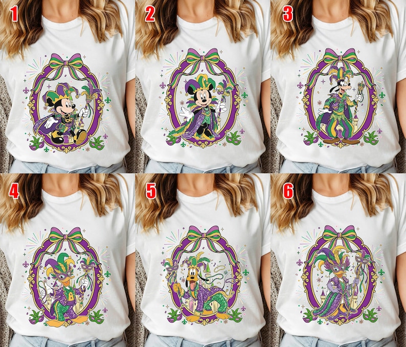 All Characters Disney Mardi Gras Shirt, Mickey & Friends WDW Disneyland ...