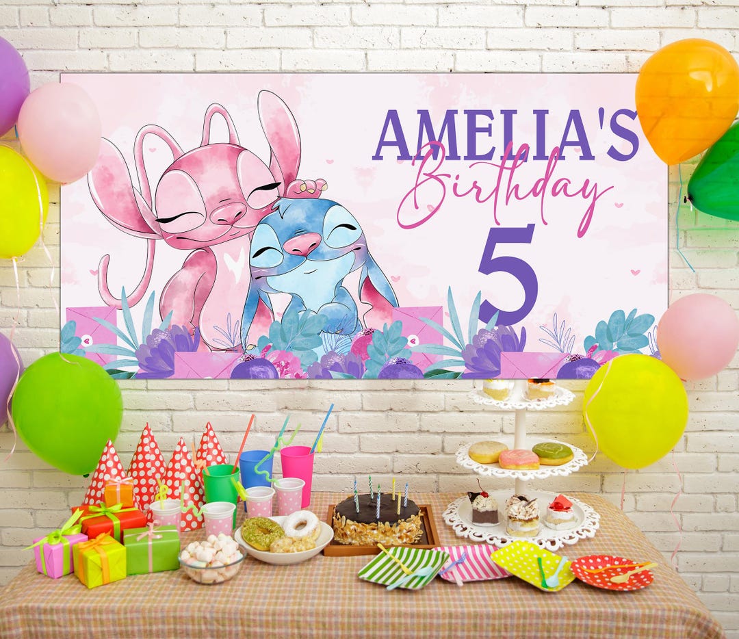 Stitch Banner, Birthday Banner, Stitch Party Birthday, Stitch Birthday ...