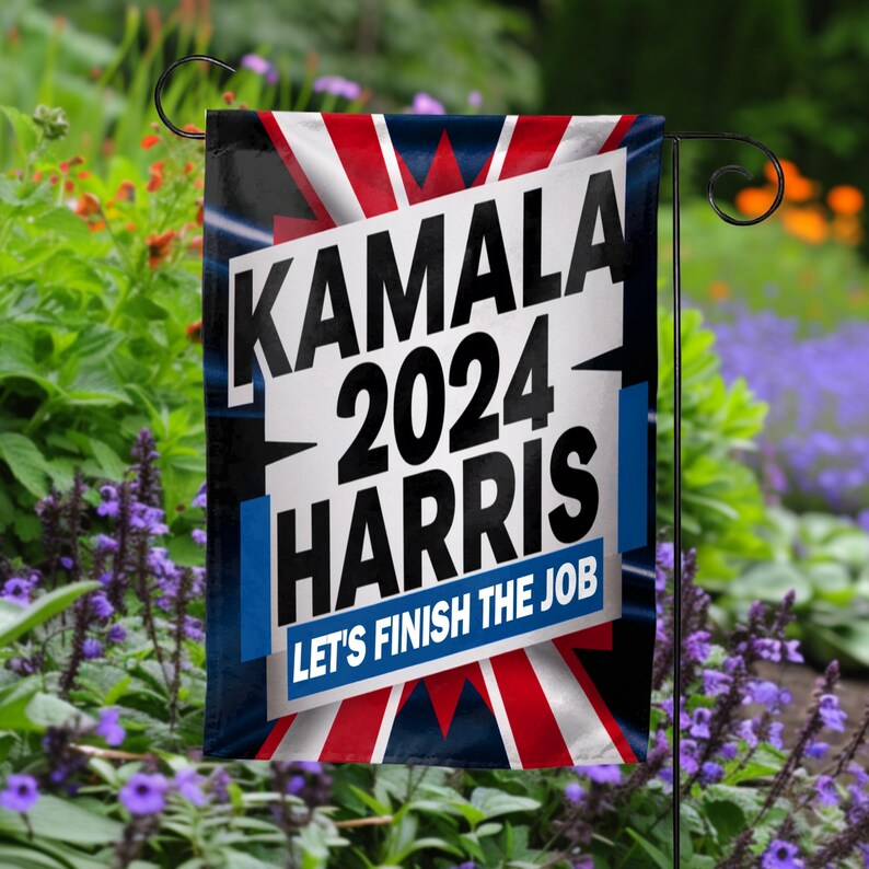 2024 Kamala Harris Let's Finish the Job Garden Flag,kamala Black ...