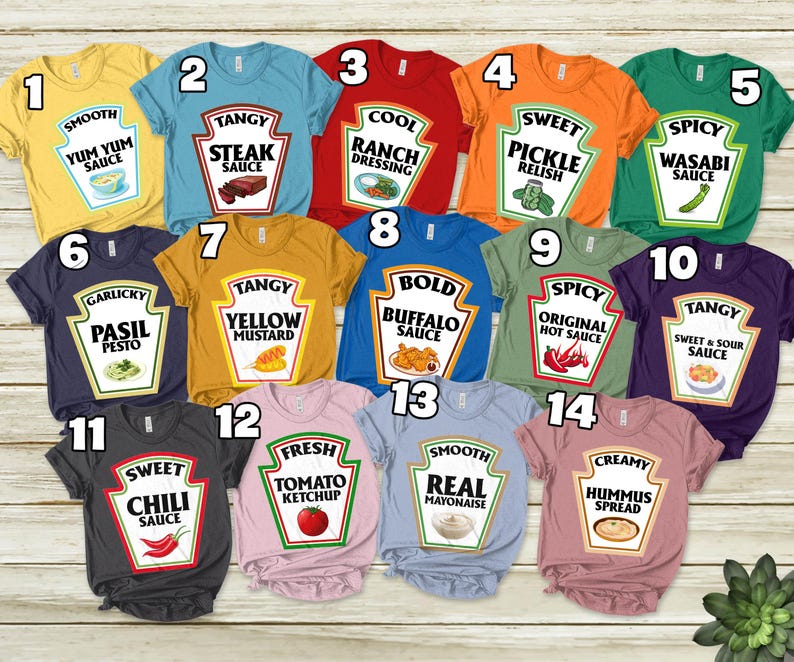Group Condiments Shirts, Matching Condiment Halloween Costume Party ...