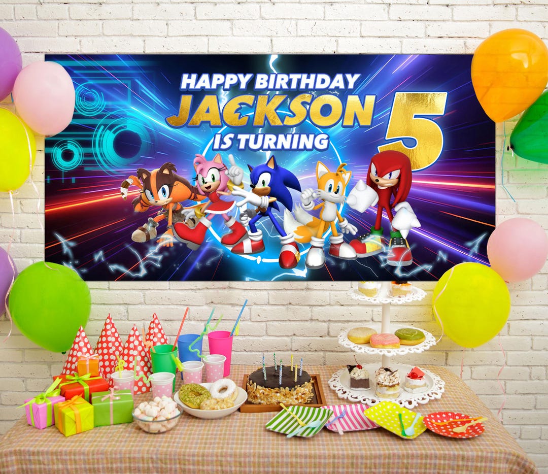 Personalized Sonic Prime Theme Birthday Backdrop – Custom Sonic, Shadow ...