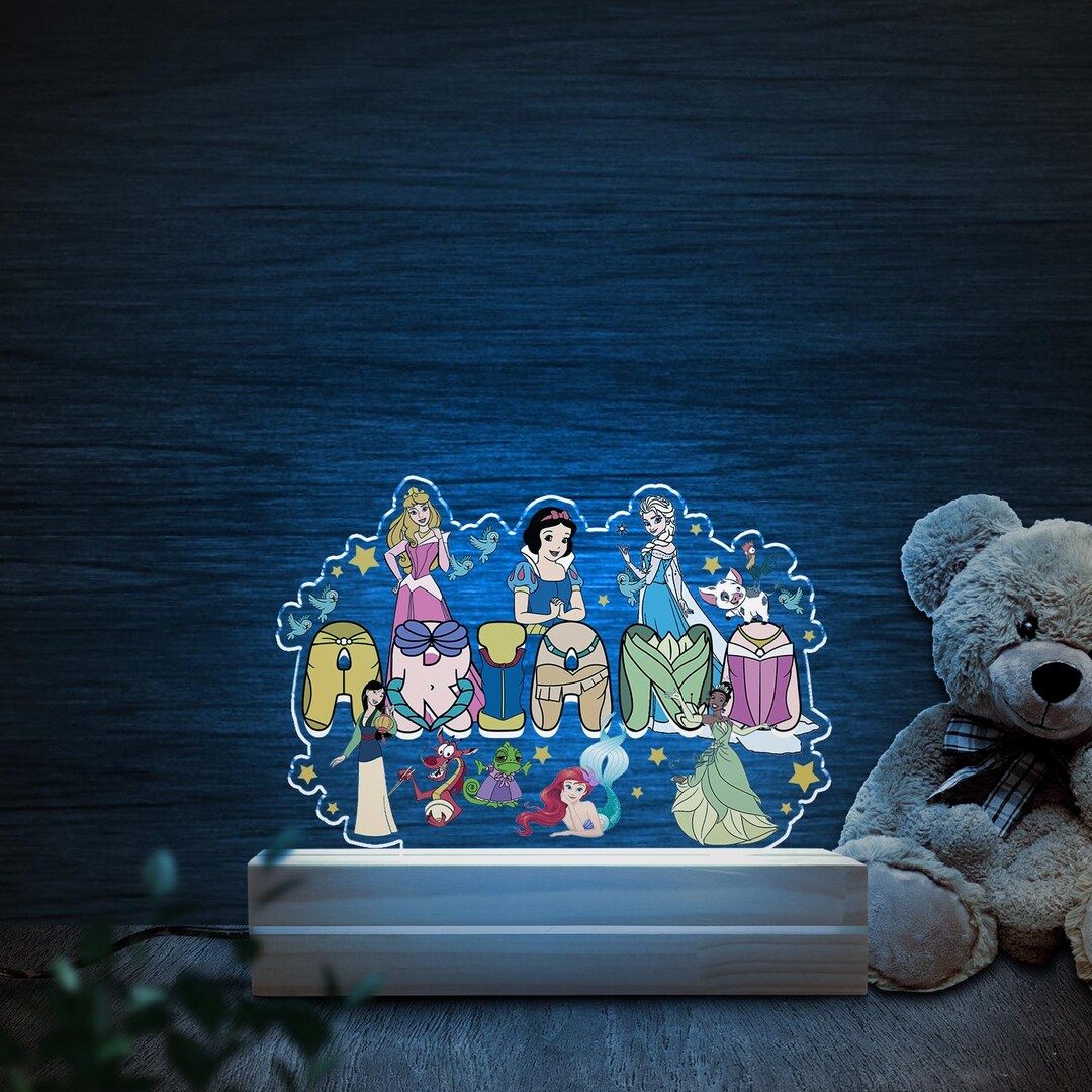 Personalized Disney Princesses Night Light, Belle, Rapunzel, Anna, Elsa ...