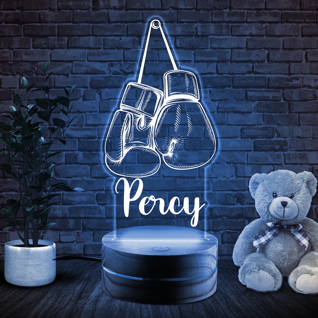 Personalized Boxing Gloves Acrylic 3D LED Night Light With Name, Boxing ...