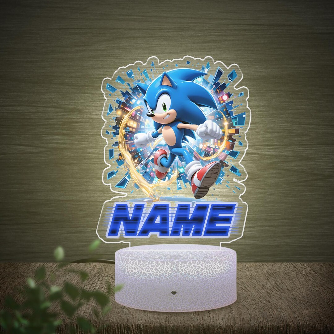 Personalized Sonic Hedgehog LED Night Light, LED Lamp, Personalized ...