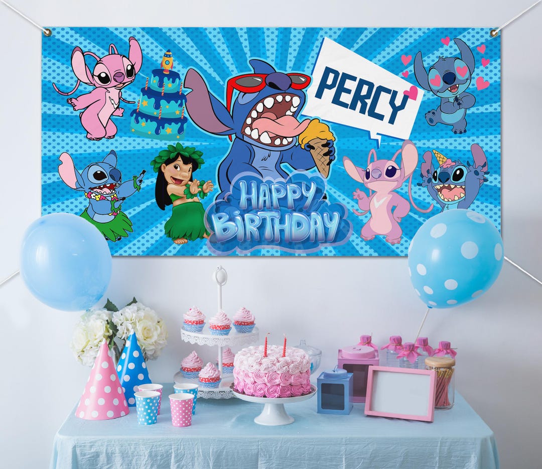 Personalized Lilo Stitch Backdrop, Lilo & Stitch Birthday Banner ...
