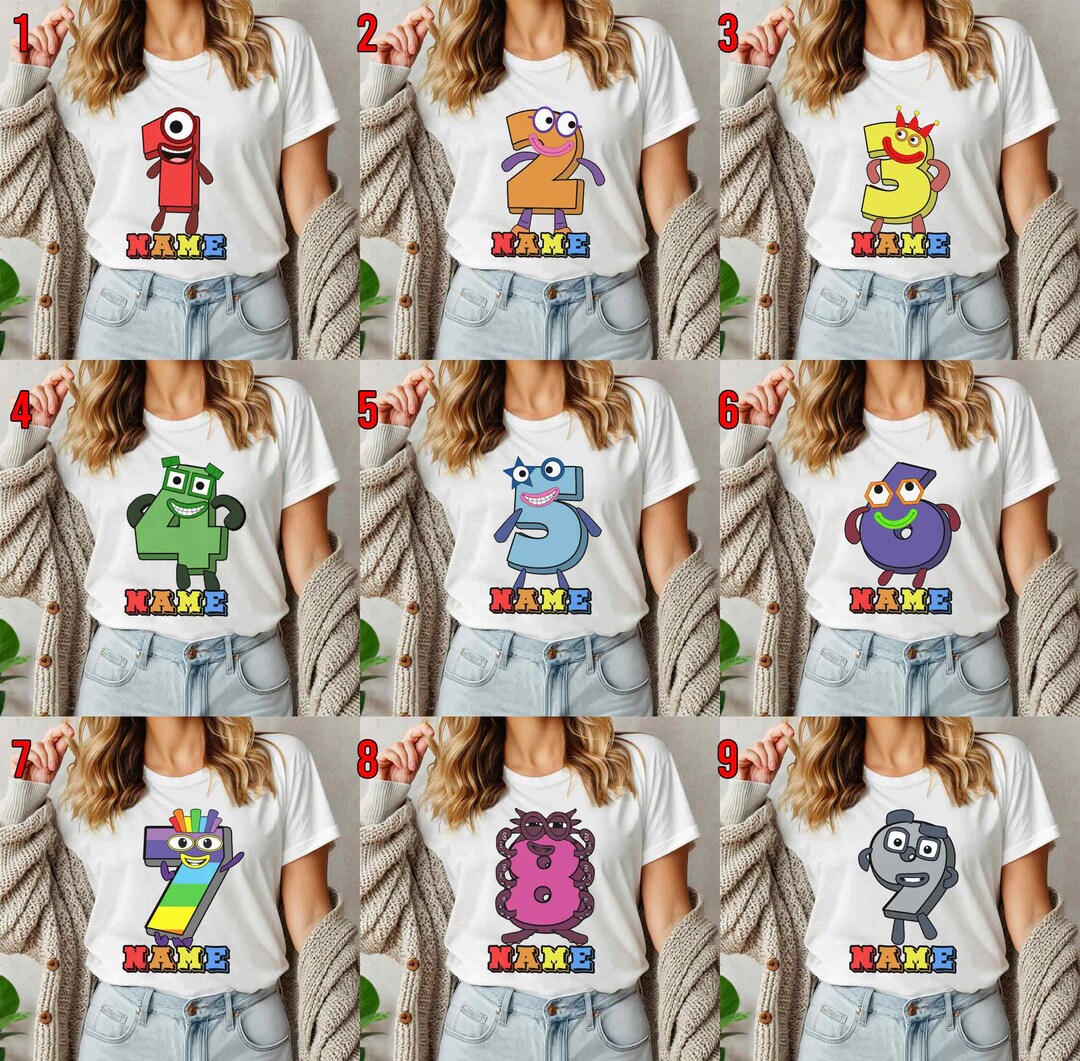 Number Inspired Birthday Tee, 1-10 Number Theme Party, Personalized ...