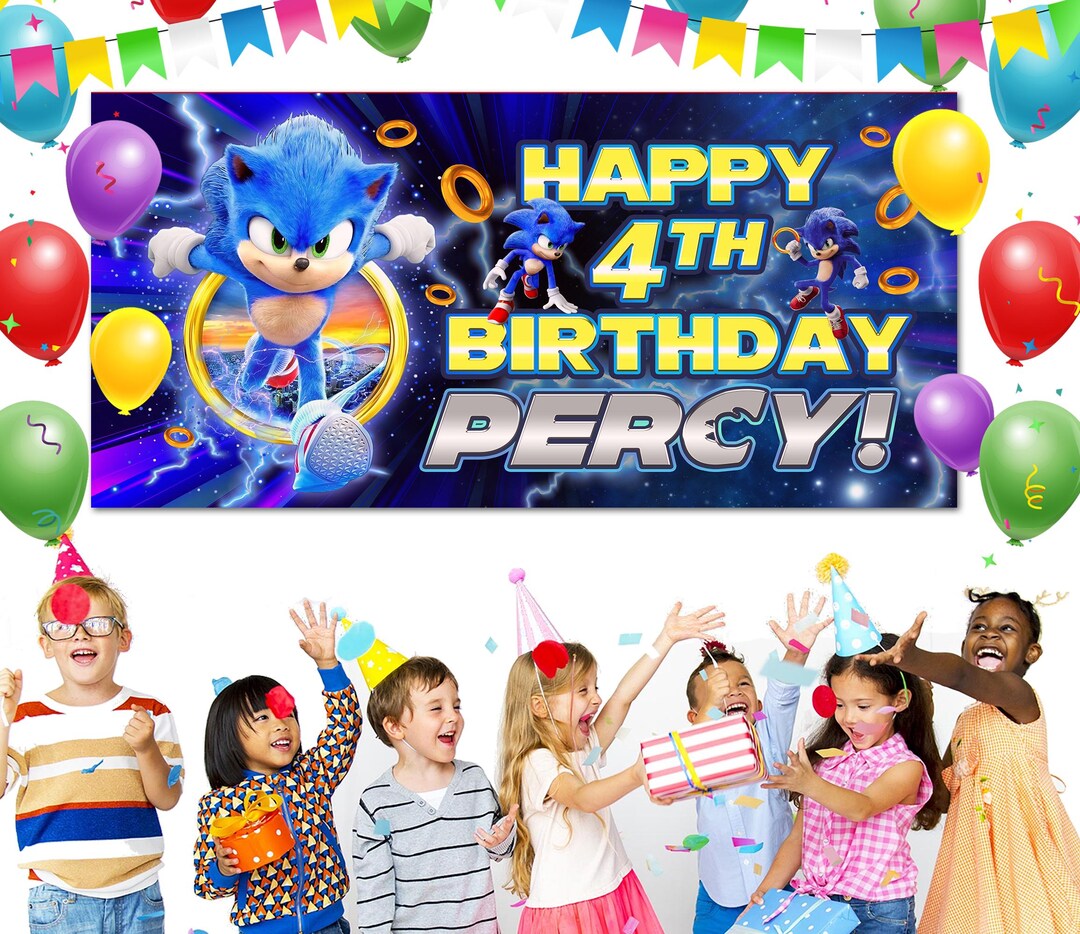 Sonic Birthday Party Backdrop Sonic Birthday Banner Custom Sonic ...