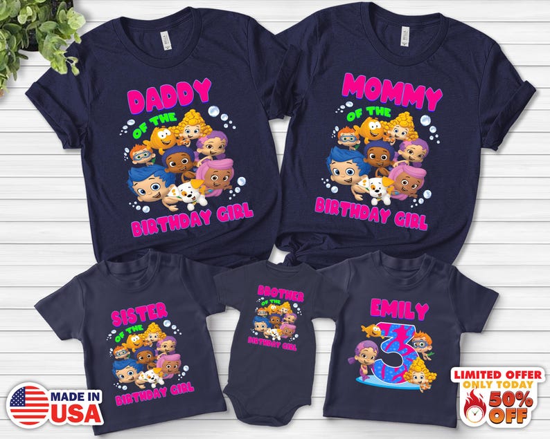 Custom Bubble Guppies Birthday Shirt, Bubble Guppies Family Birthday ...