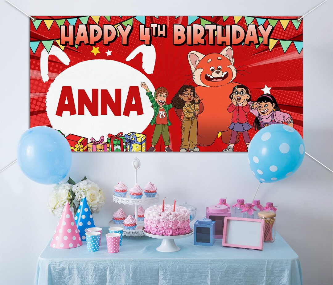 Turning Red Birthday Banner, Turning Red Movie Birthday Banner ...