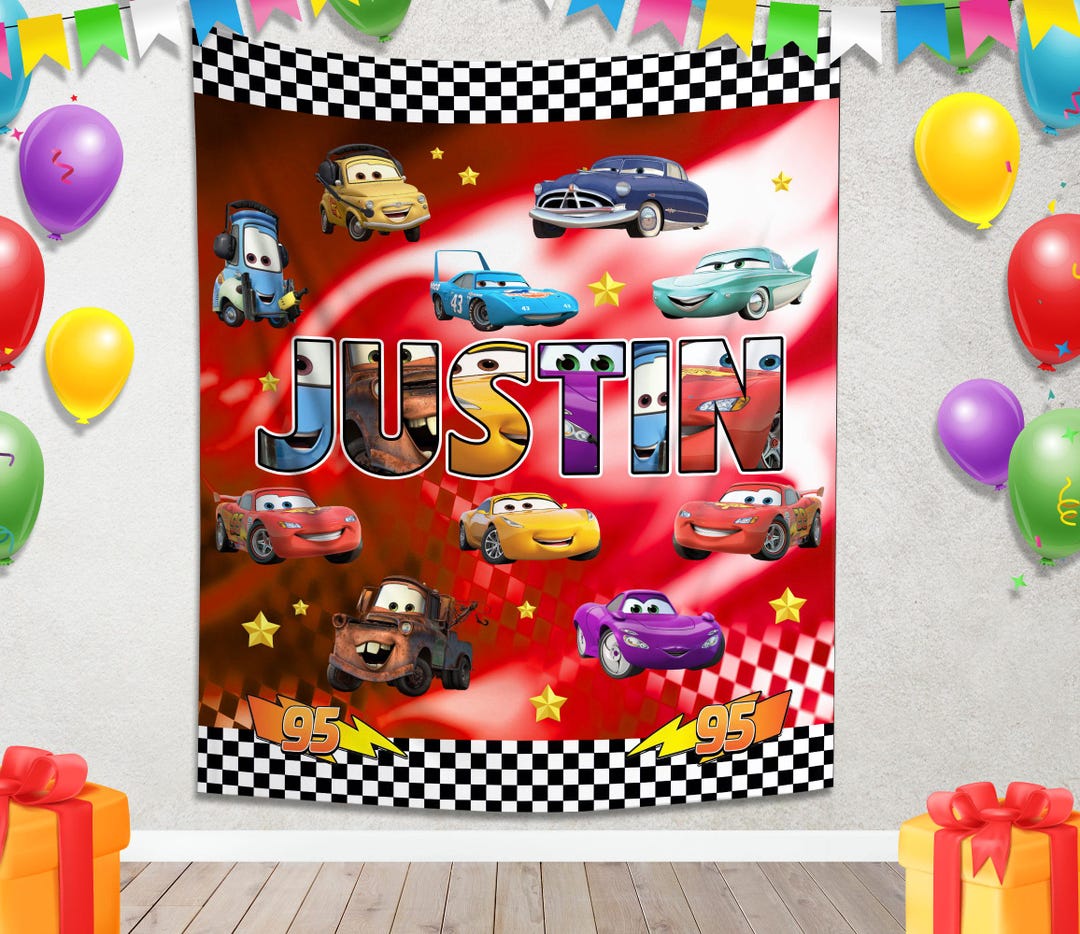 Cars Birthday Backdrop,cars Birthday Banner,cars Birthday Decoration ...