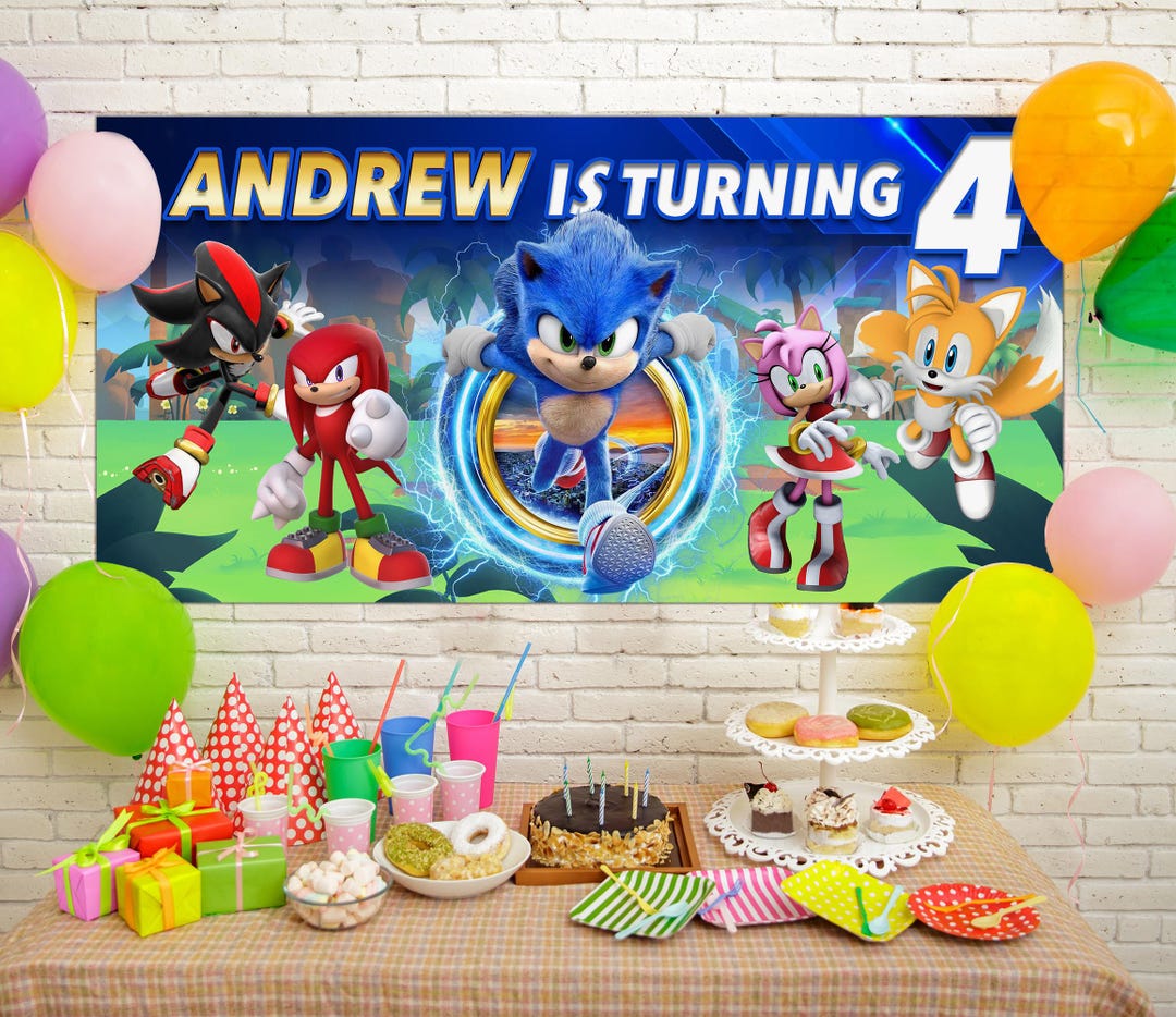 Sonic Birthday Party Backdrop/sonic Hedgehog Birthday Banner/custom ...