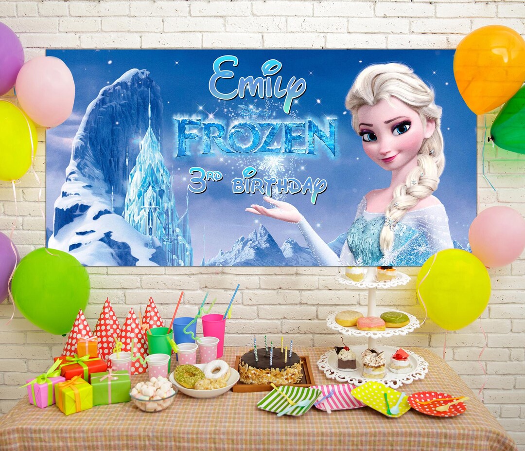 Personalized Frozen Birthday Backdrop, Custom Name Elsa Birthday ...