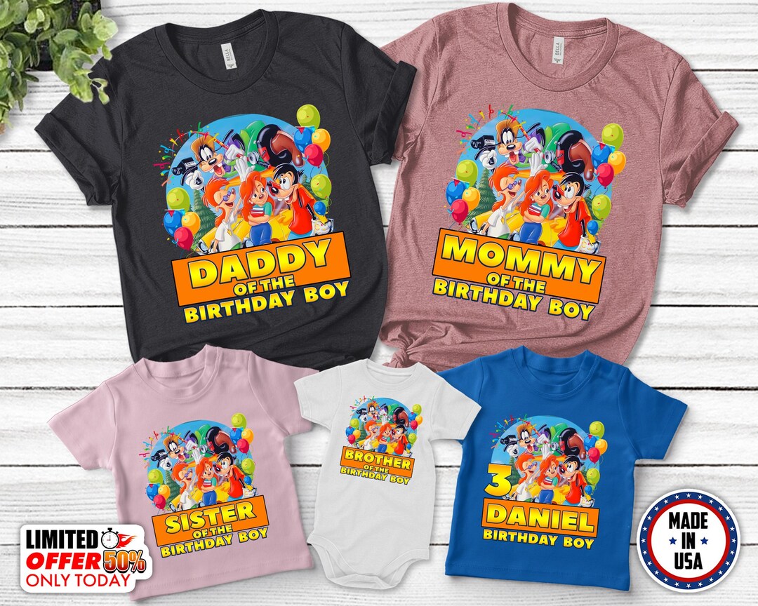 Custom Name Age A Goofy Movie Characters Name Shirt, Birthday Kids ...