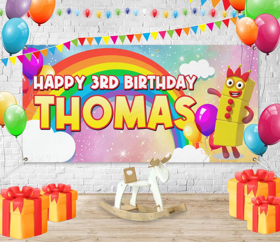 Personalized Numberblocks Birthday Banner, Birthday Theme Party ...