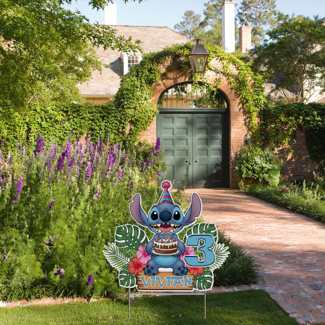 Disney Stitch Yard Sign, Stitch Yard Decoration, Custom Name Age Yard ...