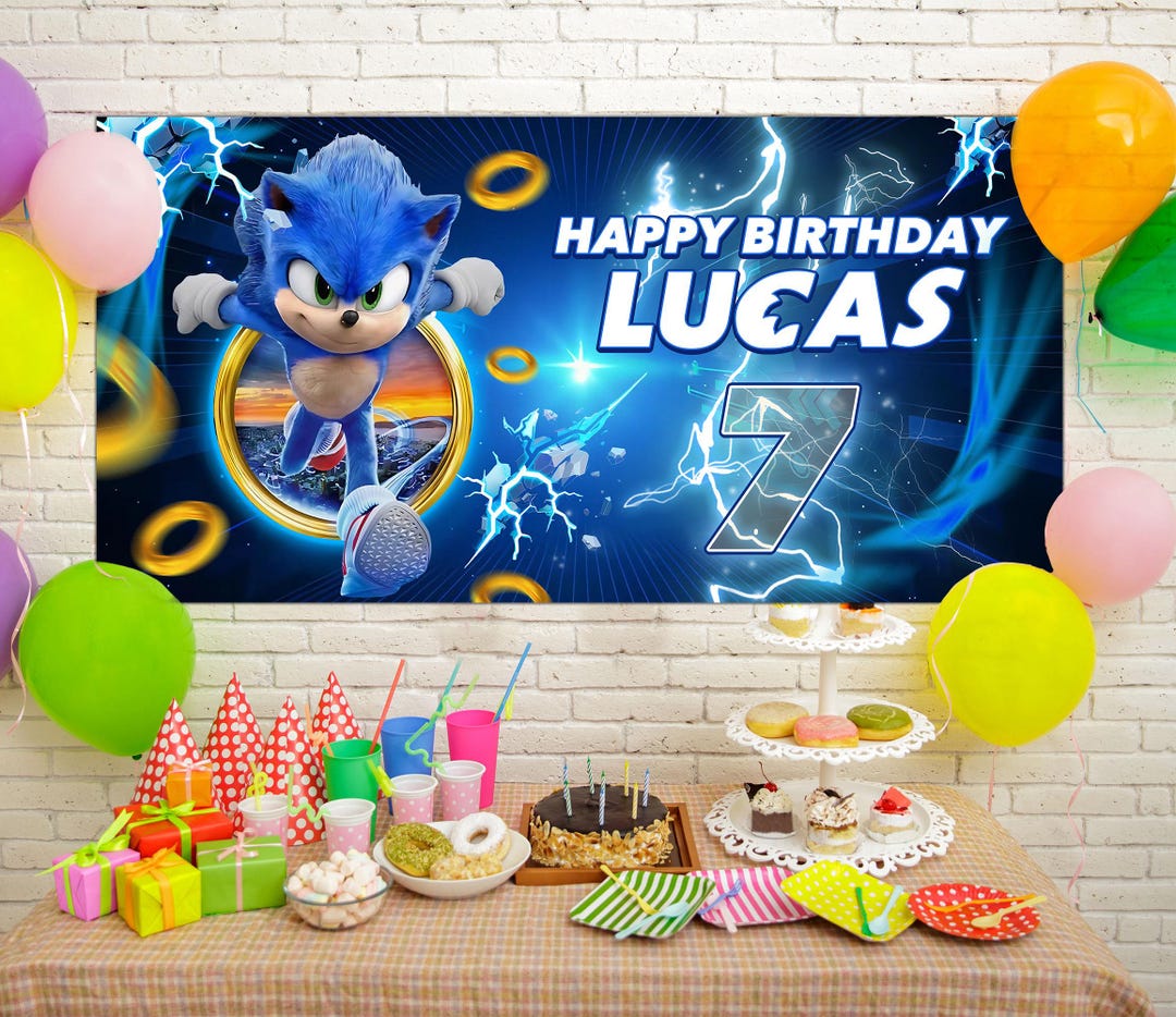 Sonic Birthday Party Backdrop/sonic Hedgehog Birthday Banner/custom ...