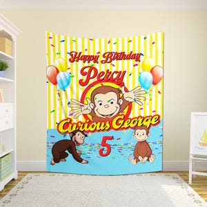 Curious George Birthday Backdrop/curious George Birthday Banner/curious ...