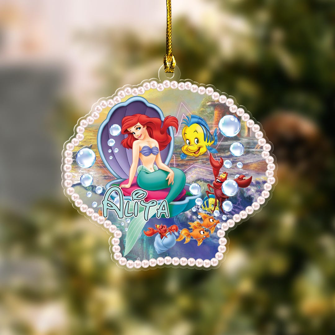 Personalized Princess Ariel Acrylic Ornament, Disney Little Mermaid ...