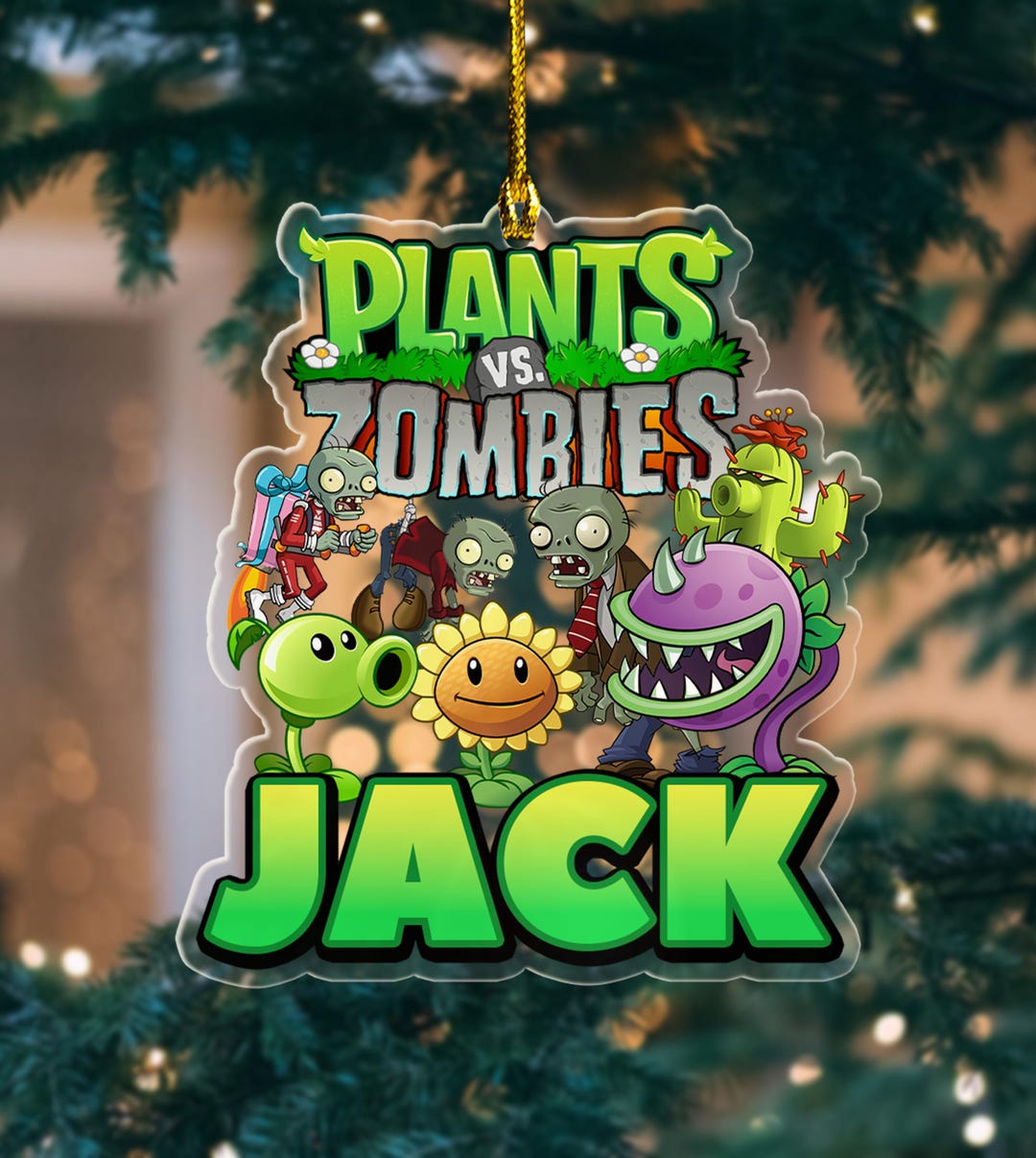 Plants Vs Zombies Christmas Ornament, Custom Personalized Boy Girl ...