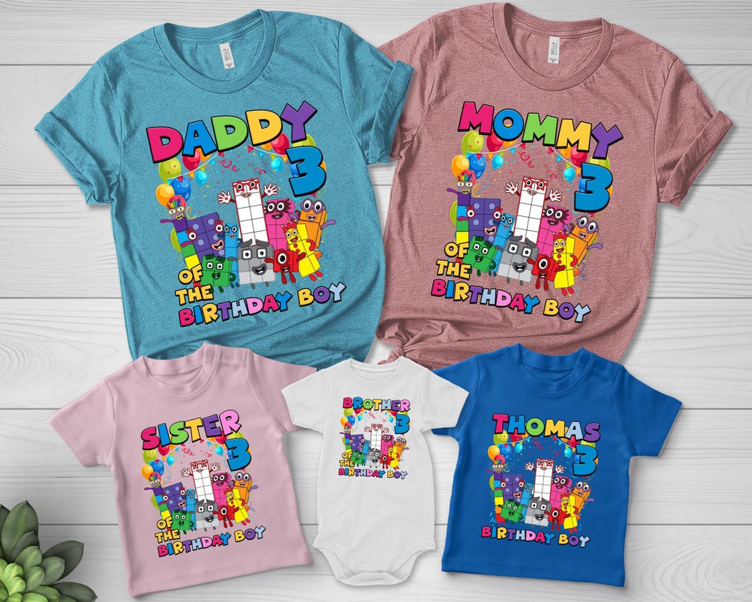 Numberblocks Friends Shirt, Print Custom Kids Birthday T-shirt, Group ...
