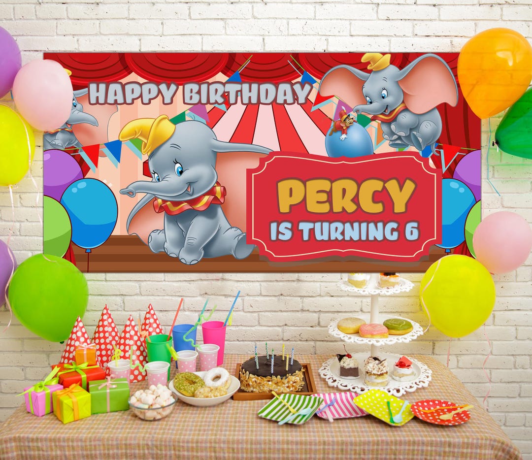 Custom Disney Dumbo Birthday Backdrop, Dumbo Circus Party Banner for ...