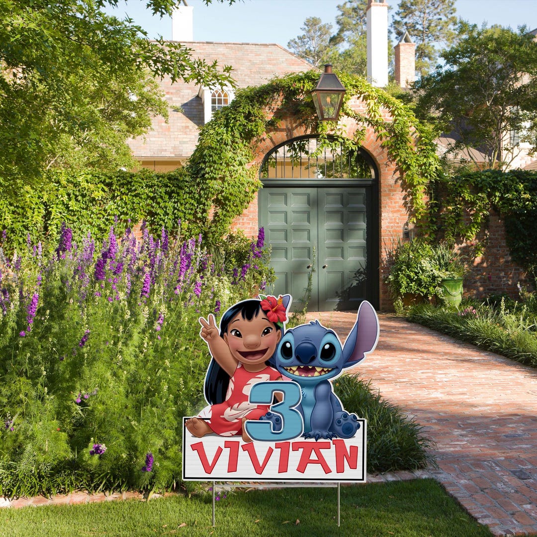 Disney Stitch Yard Sign, Stitch Yard Decoration, Custom Name Age Yard ...