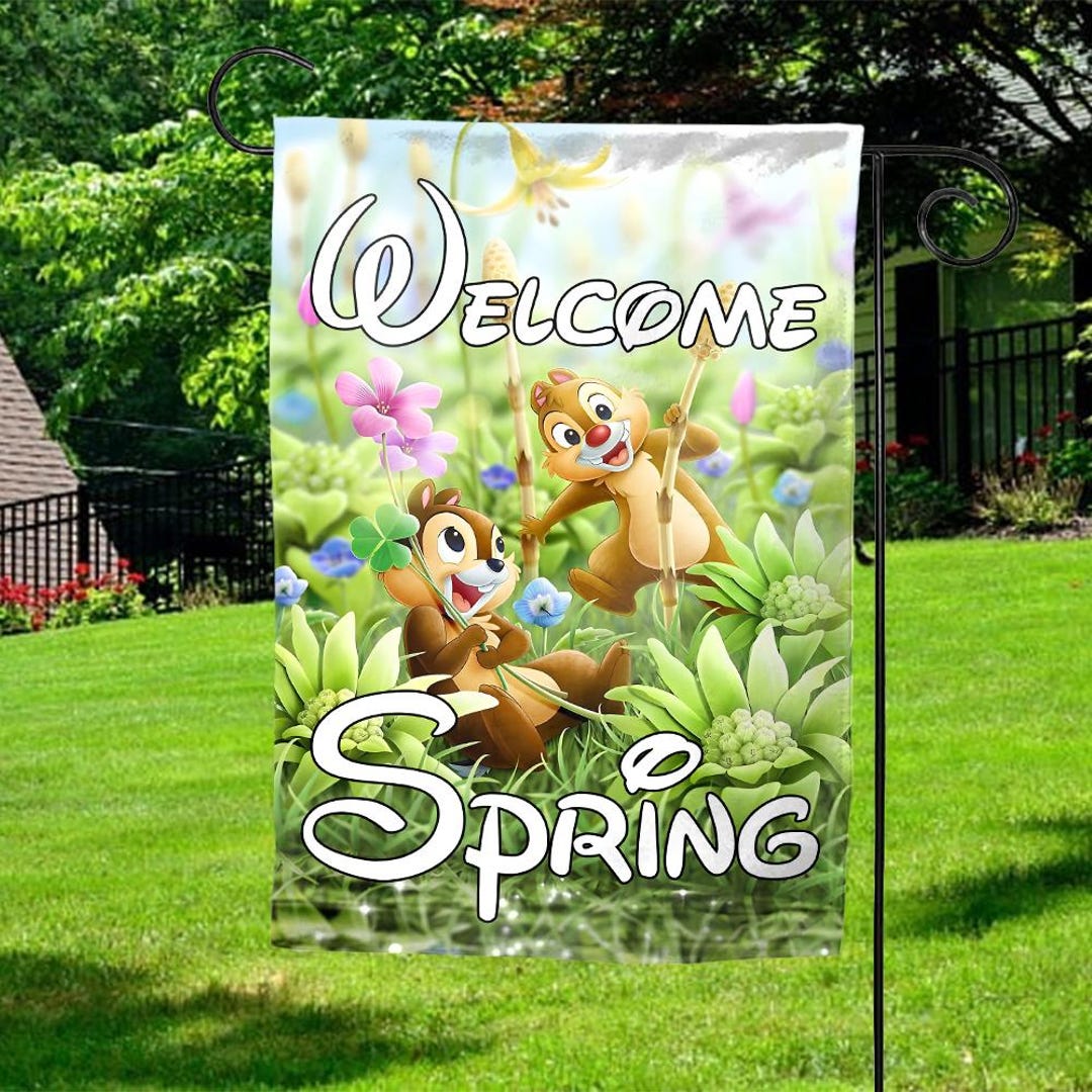 Welcome Spring Garden Flag, Chip and Dale Design, Double-sided Yard ...