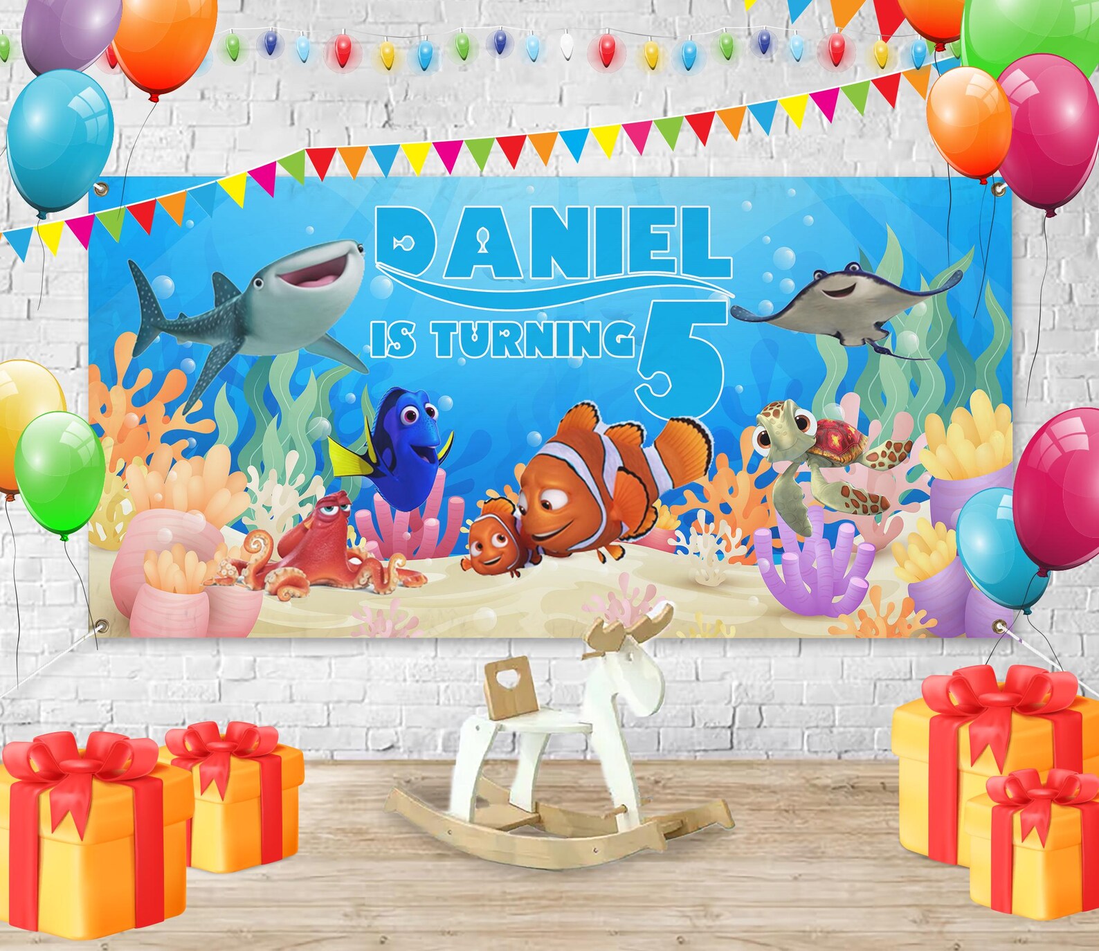 Finding Nemo Birthday Backdrop, Finding Nemo Birthday Party, Finding ...