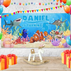 Finding Nemo Birthday Backdrop, Finding Nemo Birthday Party, Finding ...