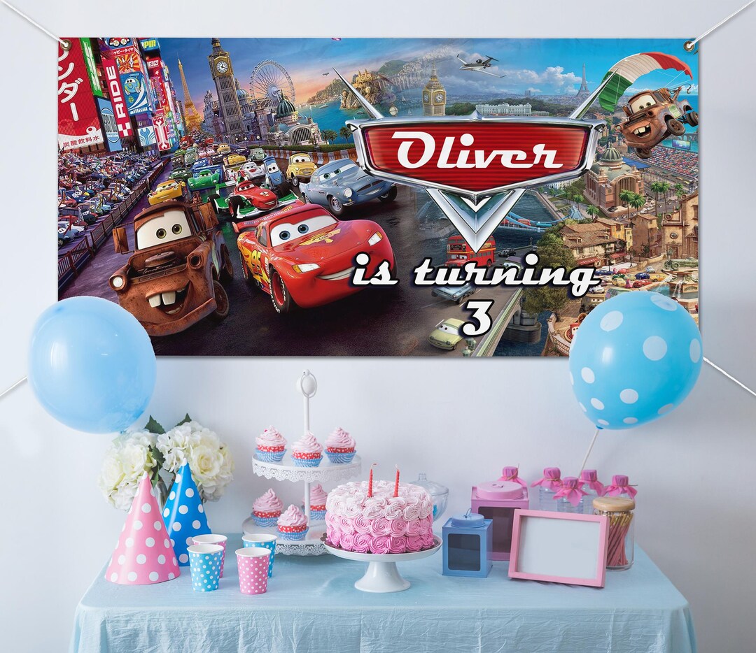 Personalized Cars Birthday Backdrop, Cars Birthday Banner, Decoration ...
