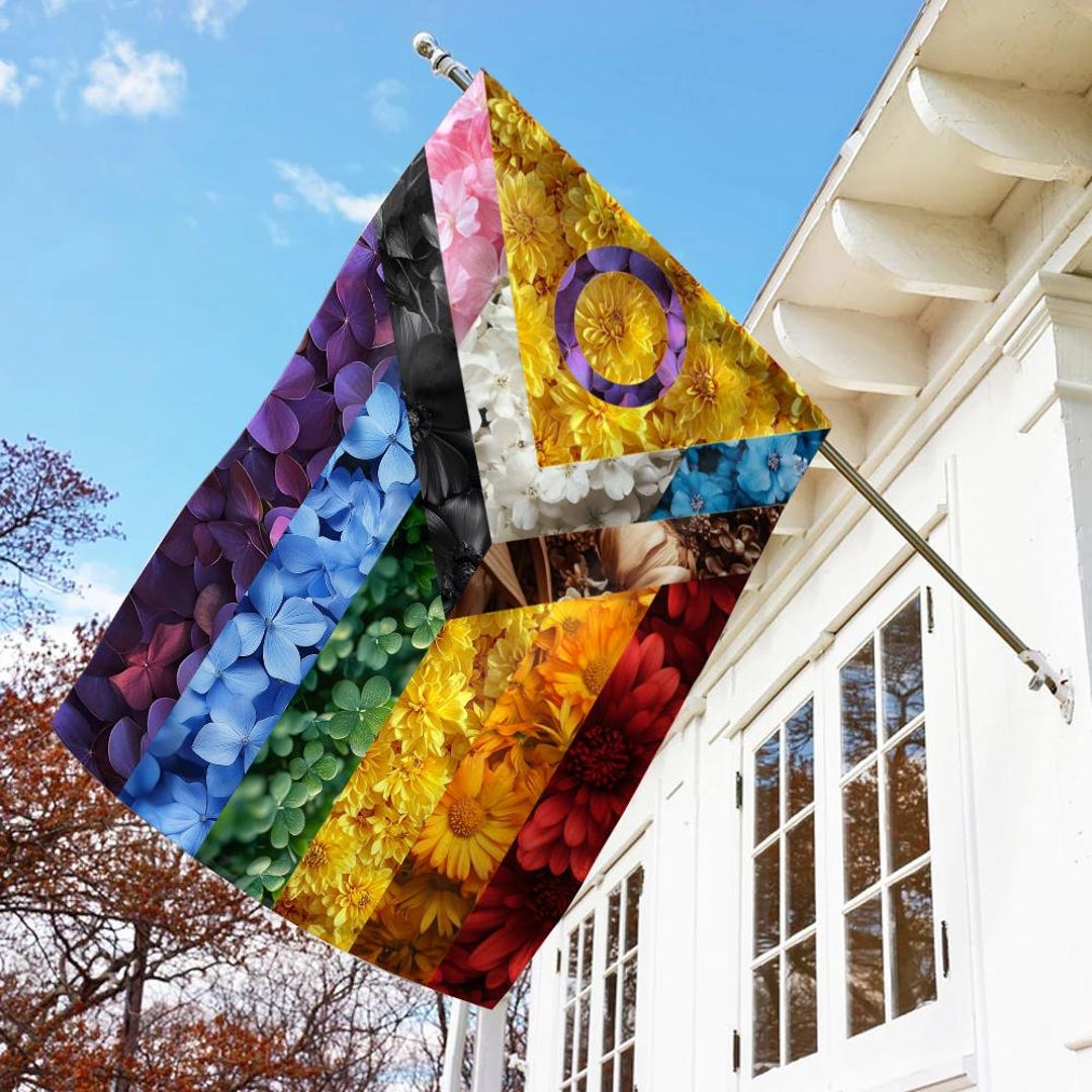 Floral Progressive Pride Flag Garden, LGBTQ+ Flag for Home, Beautiful ...