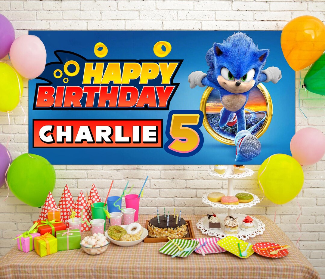 Sonic Birthday, Sonic Birthday Banner, Custom Sonic Backdrop, Kids ...