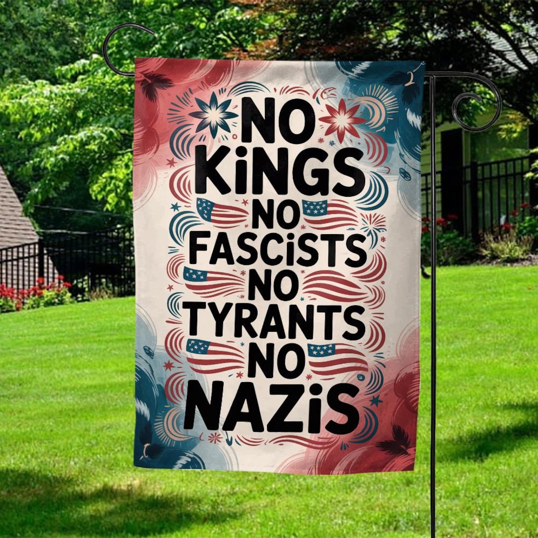 No Kings No Fascists Flag Sign, Liberal Leftist, Anti Fascism Flag ...