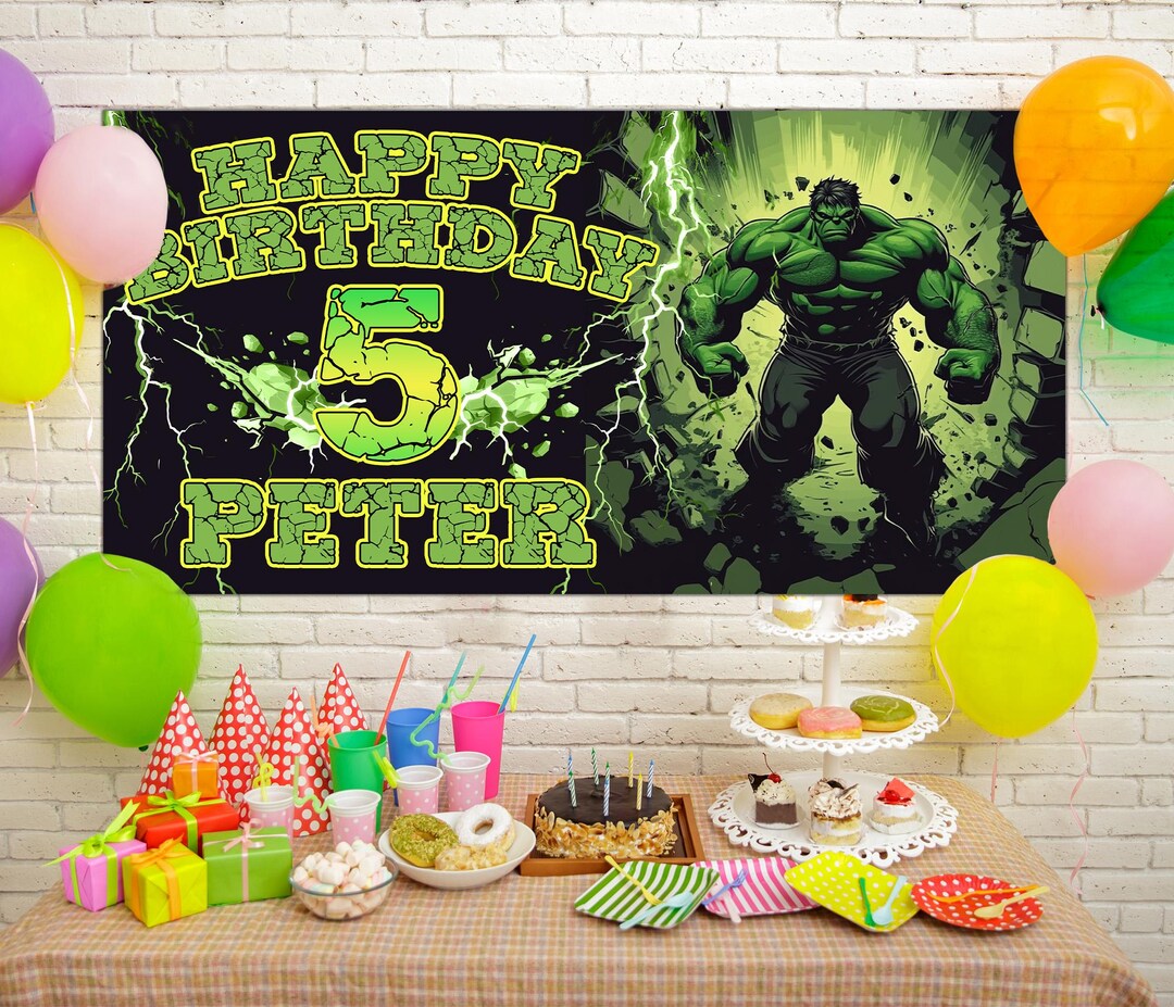 Personalized Hulk Birthday Backdrop, Superhero Birthday Banner, Hulk ...