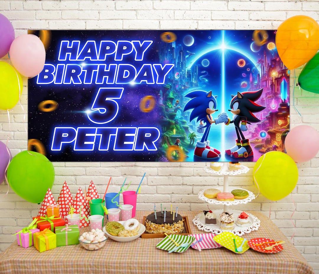 Sonic 3 Birthday Backdrop, Sonic the Hedgehog 3 Birthday Party Backdrop ...