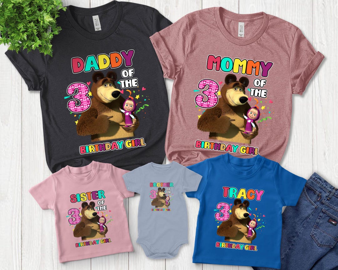 Marsha and the Bear Theme Birthday Family Shirts-custom Family T-shirt ...