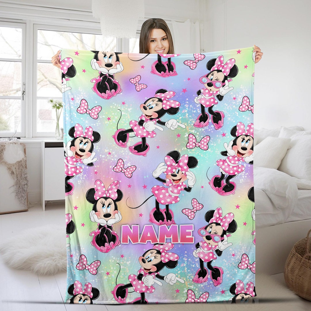 Personalized Minnie Mouse Blanket, Custom Name Disney Minnie Blanket ...