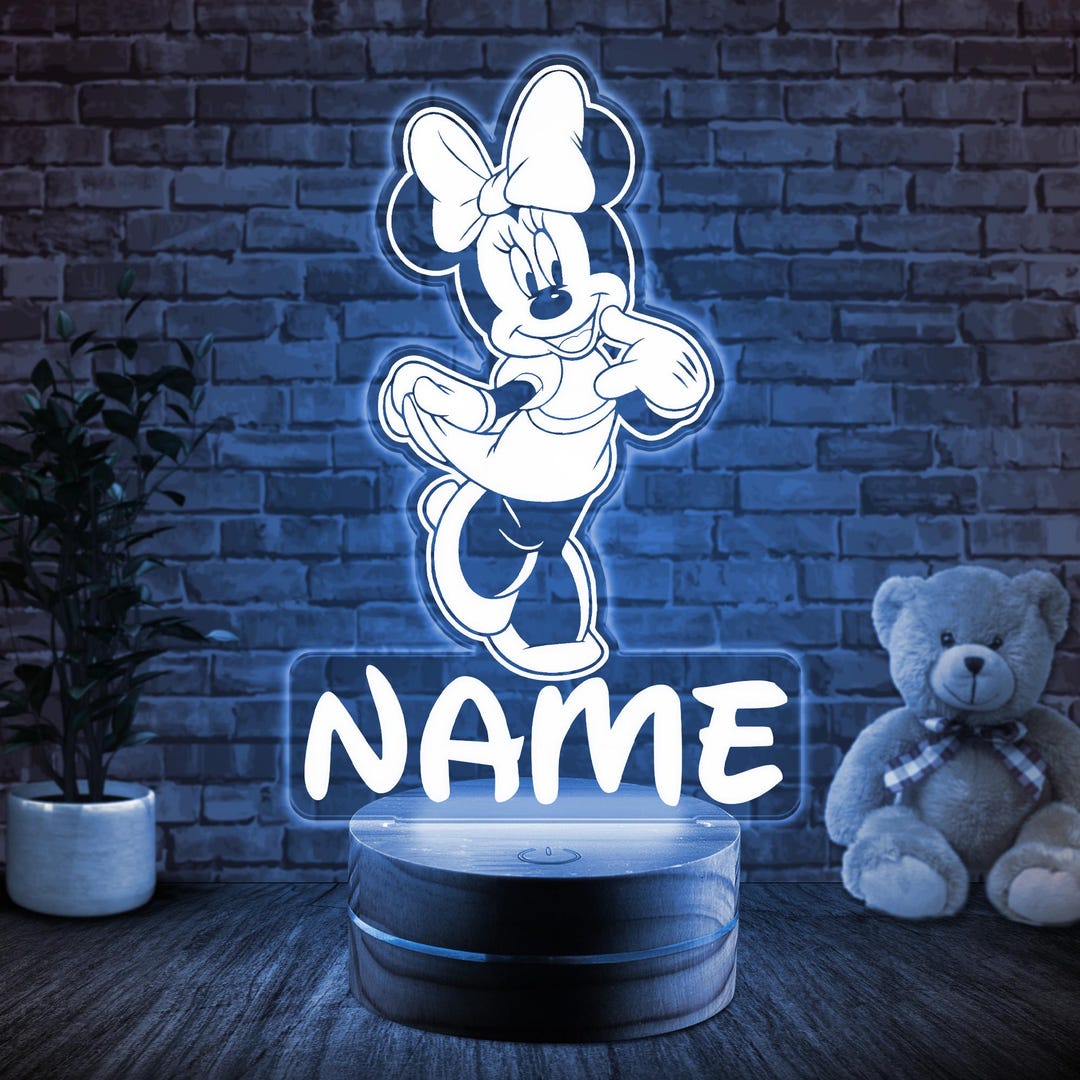 Custom Disney Cute Minnie Mouse Night Light With Name,led Acrylic Lamp ...