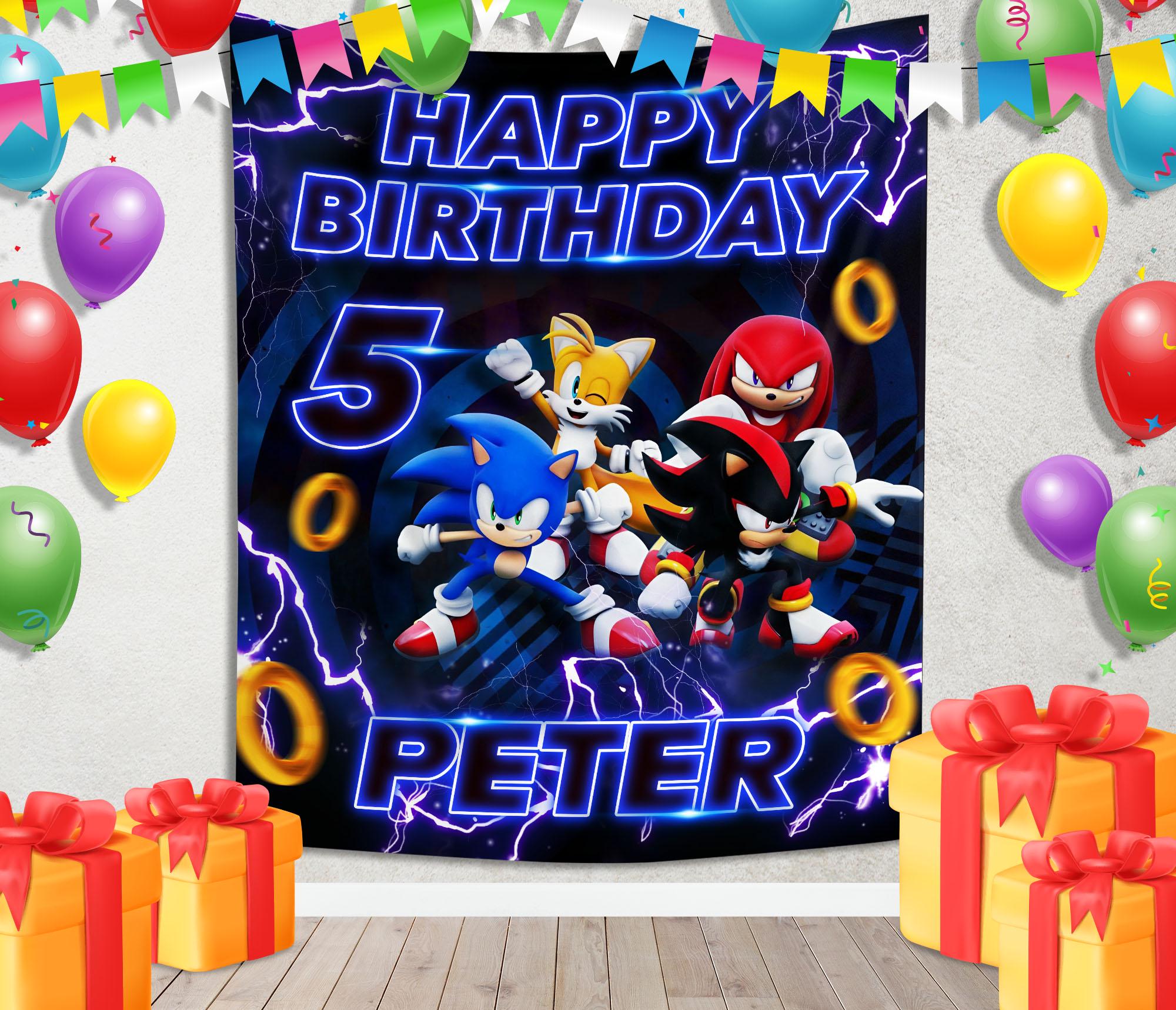 Custom Sonic Hedgehog Birthday Backdrop, Sonic Birthday Banner, Sonic ...