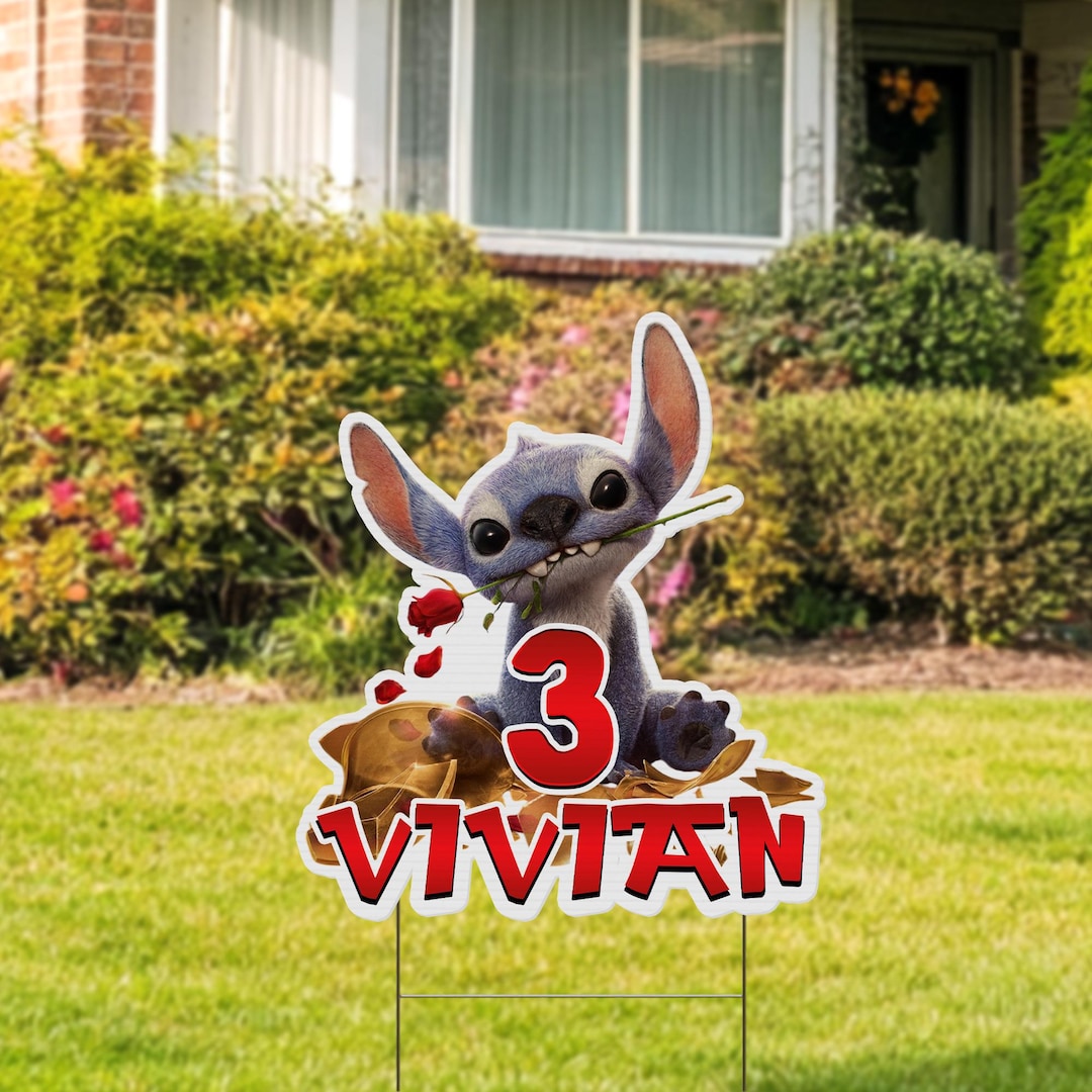 Disney Stitch Yard Sign, Stitch Yard Decoration, Custom Name Age Yard ...